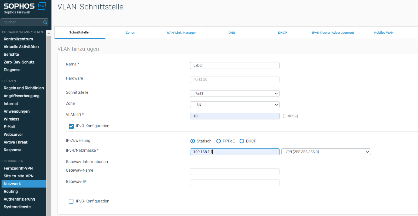 Sophos Firewall: VLAN einrichten